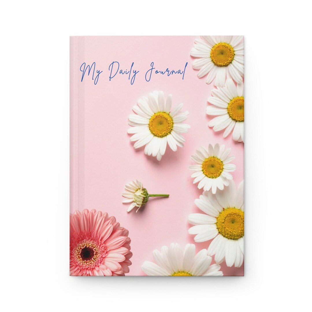 Daisy Floral My Daily Journal Hardcover Journal | Pink Matte Notebook ...