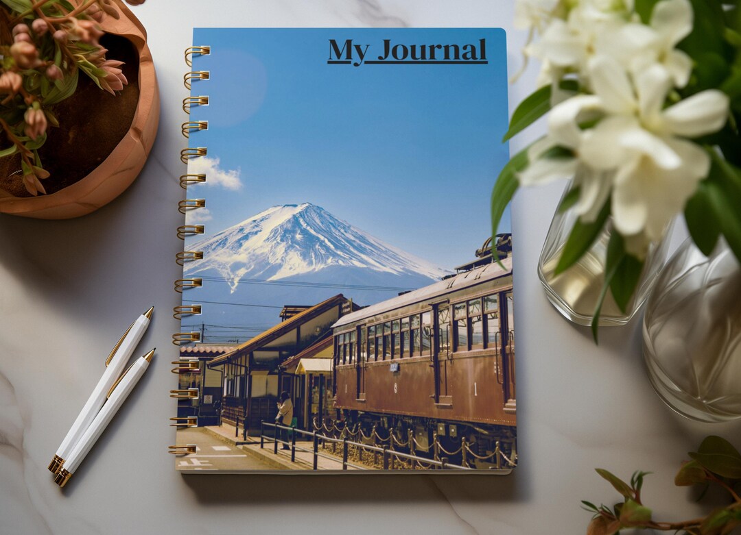 Vintage Train Mount Fuji Spiral Notebook - Etsy