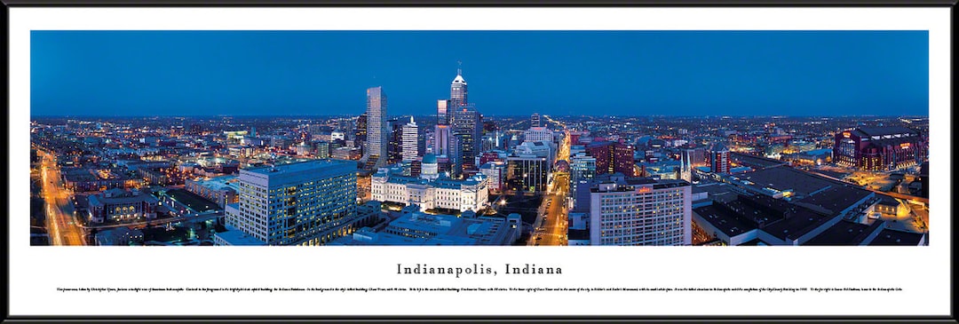 Indianapolis, Indiana Skyline Panorama City in Twilight | Custom Framed ...