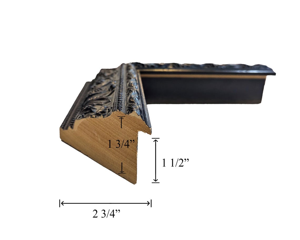Custom Picture Frame | 2 3/4W Ornate Dusted Black Deep Rabbet ...