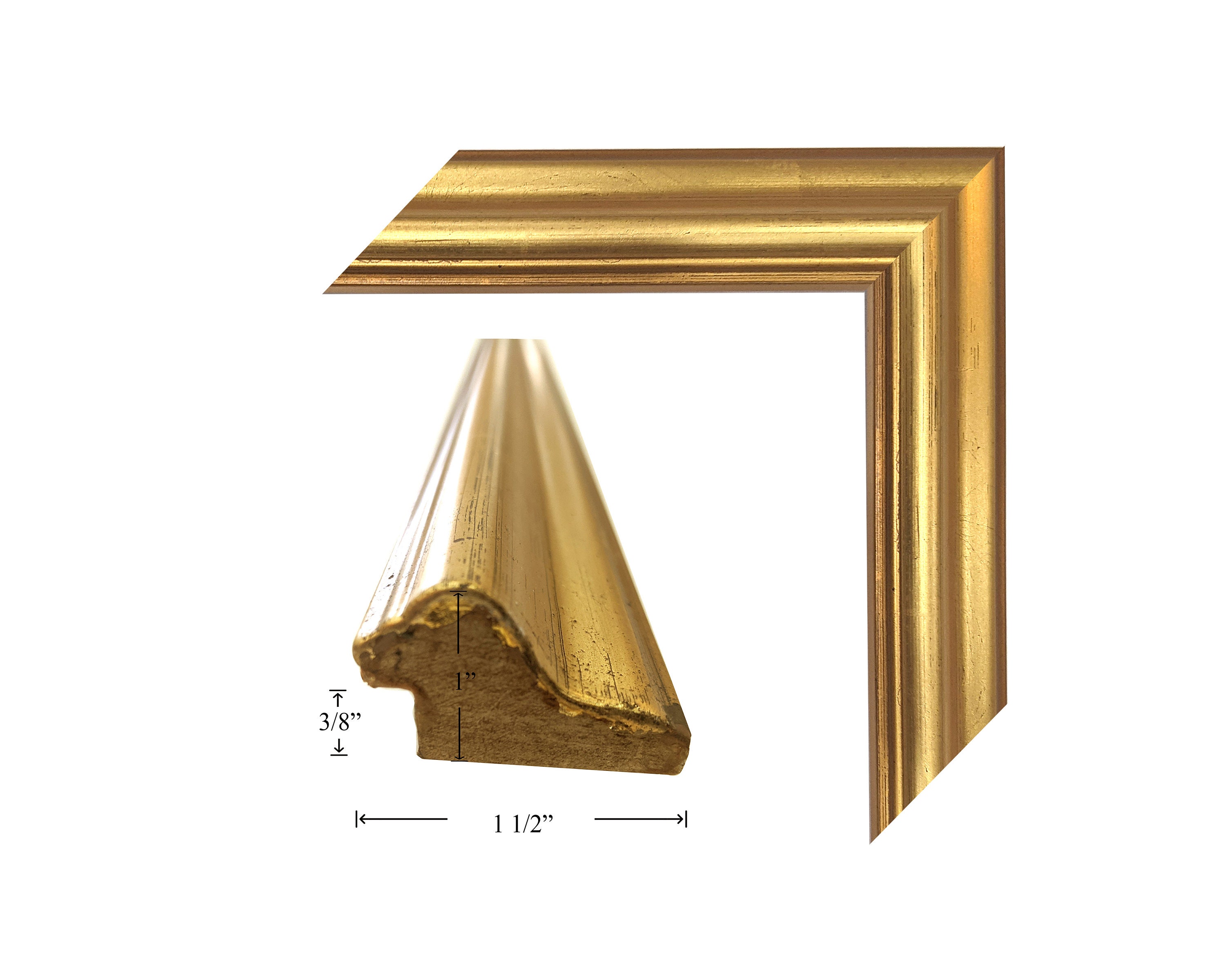 Custom Picture Frame 619 1 1/2W 1H 3/8R Classic Gold Leaf | Etsy