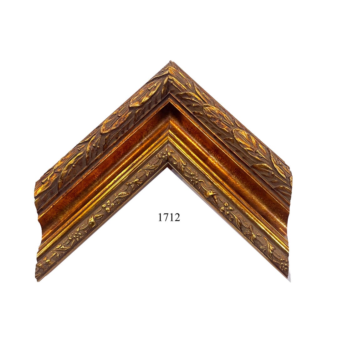 Custom Picture Frame | 2 1/4W Antique Bronze With Ornate Floral Leaf ...