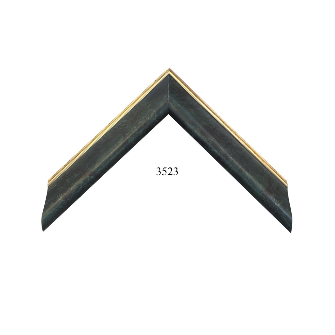 Custom Picture Frame | 1 1/2W Dark Green Burl Veneer With Gold Trim ...