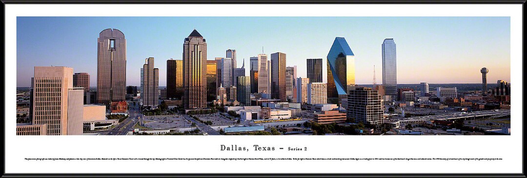 Dallas, Texas Skyline Panorama | Custom Framed Panoramic Skyline ...
