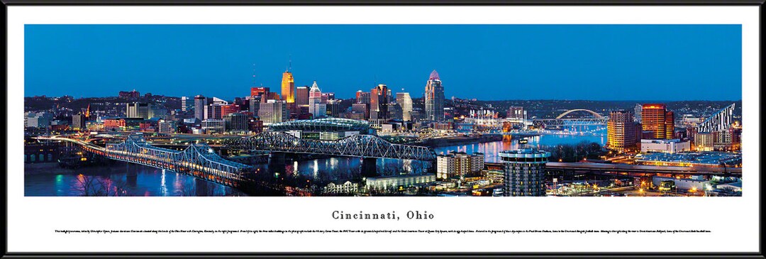 Cincinnati, Ohio in Twilight | Custom Framed Panoramic Photo| Panorama ...