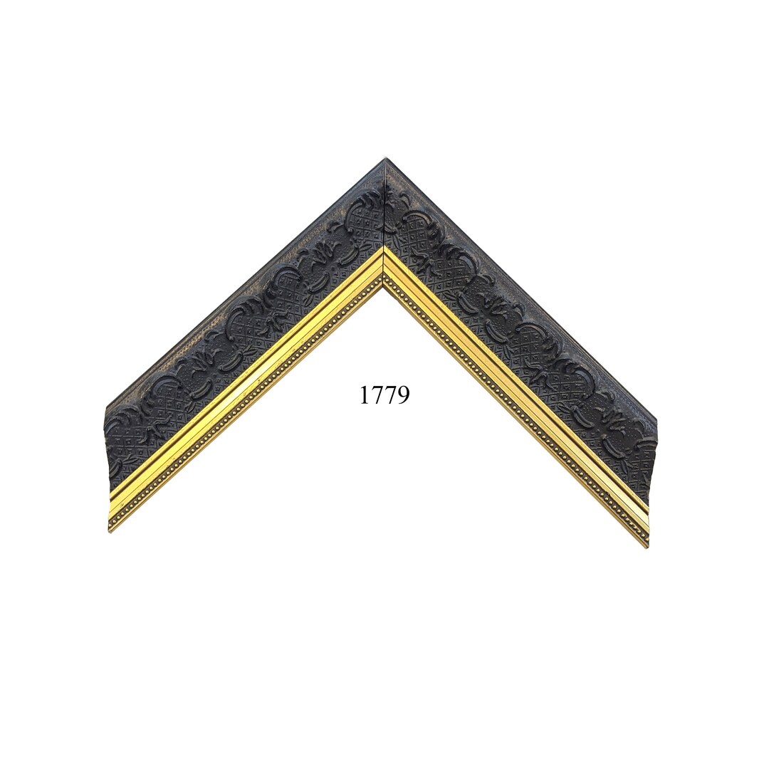 Custom Picture Frame | 1 1/2W Ornate Black With Gold Lip | Custom Size ...