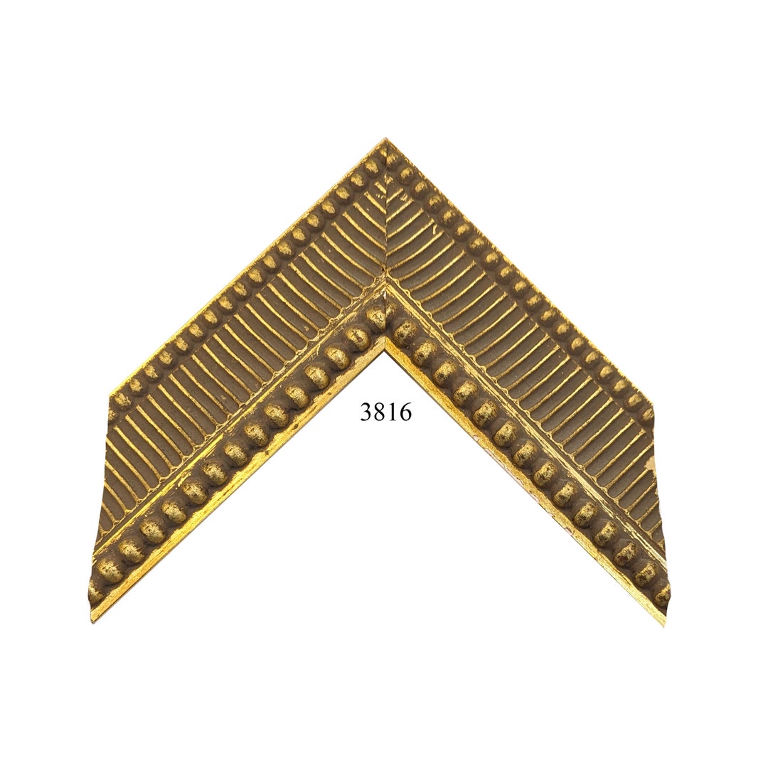 Custom Picture Frame | 2 1/2W 1 1/8H 3/4R Gold Ribbed Decorative Bead ...