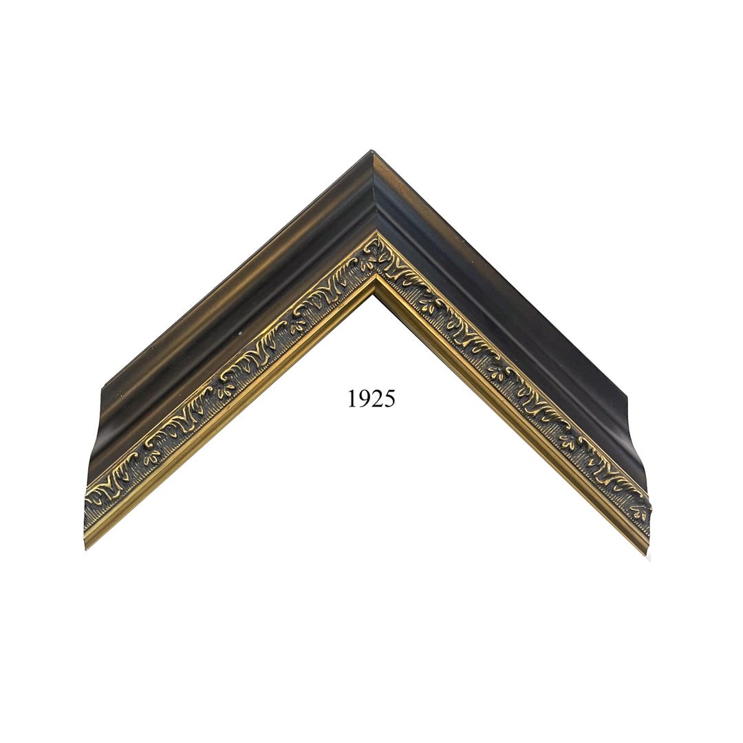 Custom Picture Frame | 2 3/4W Black With Gold Floral Lip Deep Rabbet ...