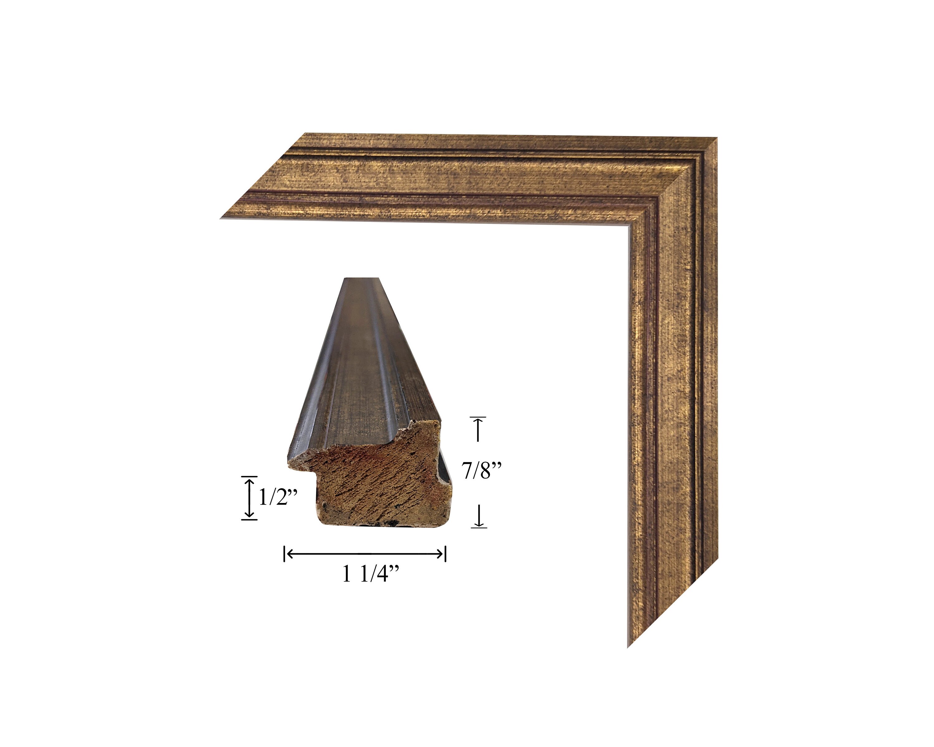 Custom Picture Frame | 1 1/4" Brushed Bronze With Brown Sides | Hand ...