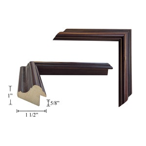 Custom Picture Frame | 1 1/2W 1H 5/8R Dark Reddish Brown Beveled ...