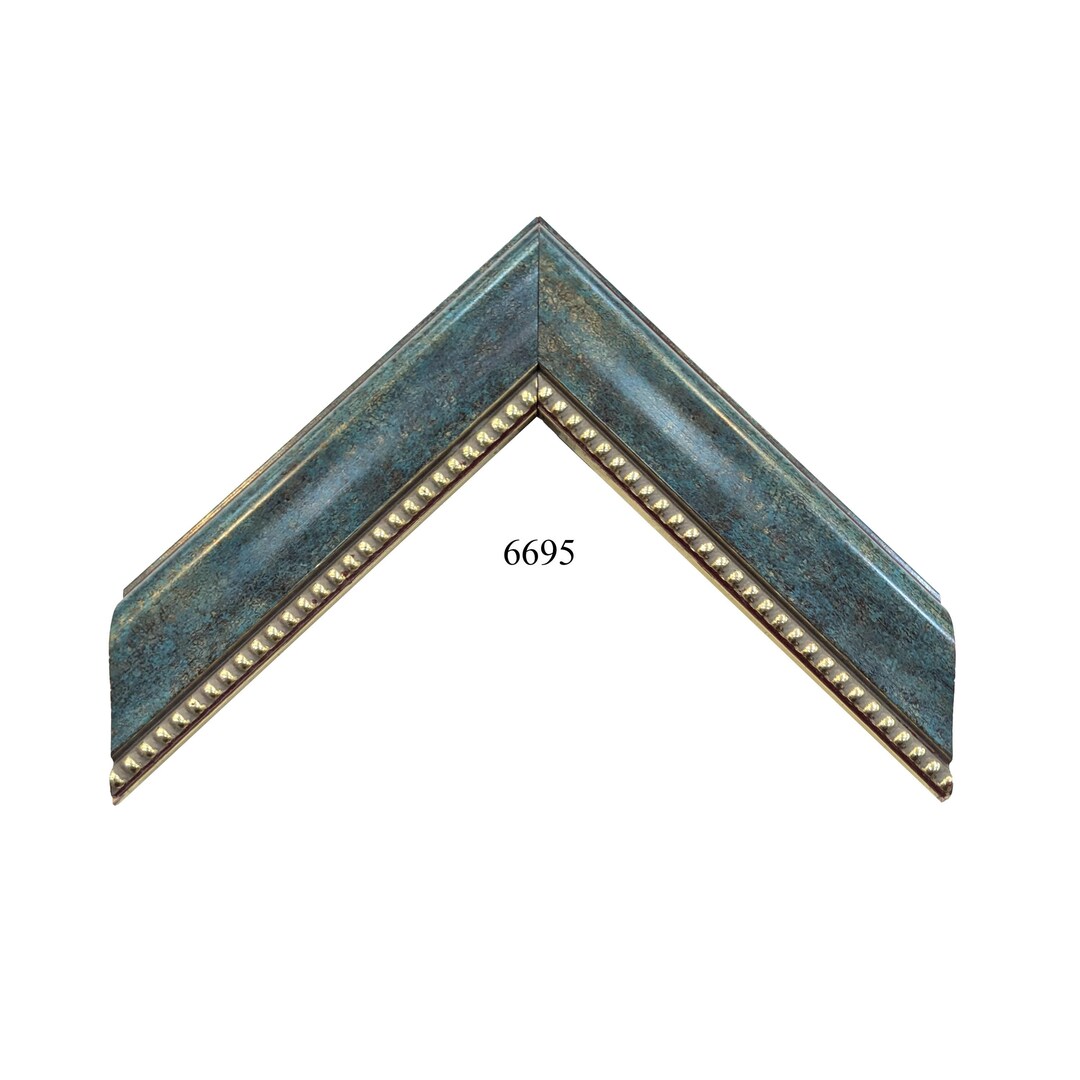 Custom Picture Frame | 1 1/2W Aqua Green Blue With Gold Italian ...