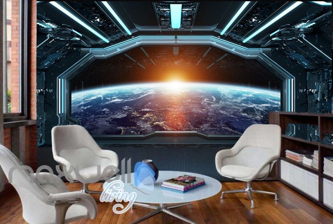 Wall Mural - View Earth From a Spaceship V2 - Peel and Stick Wall Paper ...