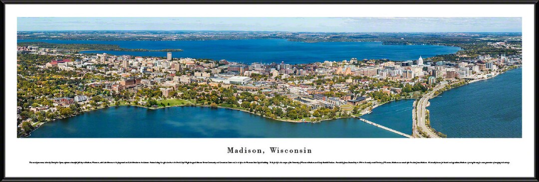 Madison, Wisconsin Aerial Panorama | Custom Framed Photo Panoramic ...