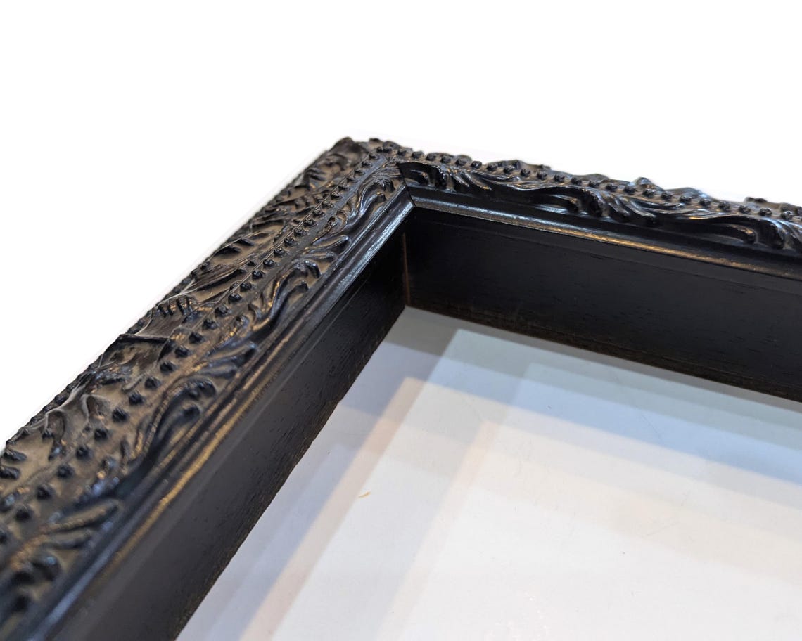 Custom Picture Frame | 2 3/4W Ornate Dusted Black Deep Rabbet ...
