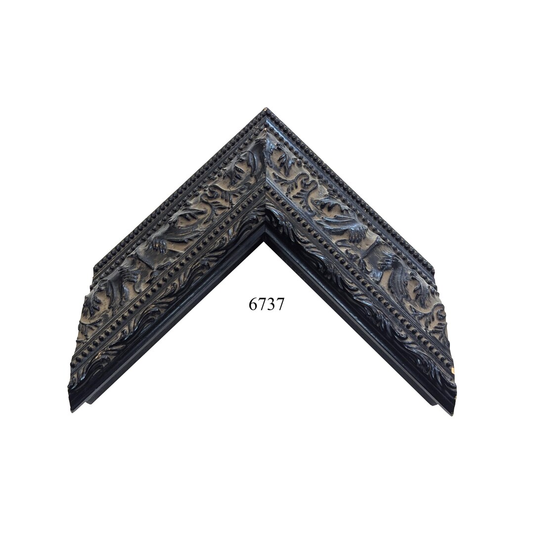 Custom Picture Frame | 2 3/4W Ornate Dusted Black Deep Rabbet ...