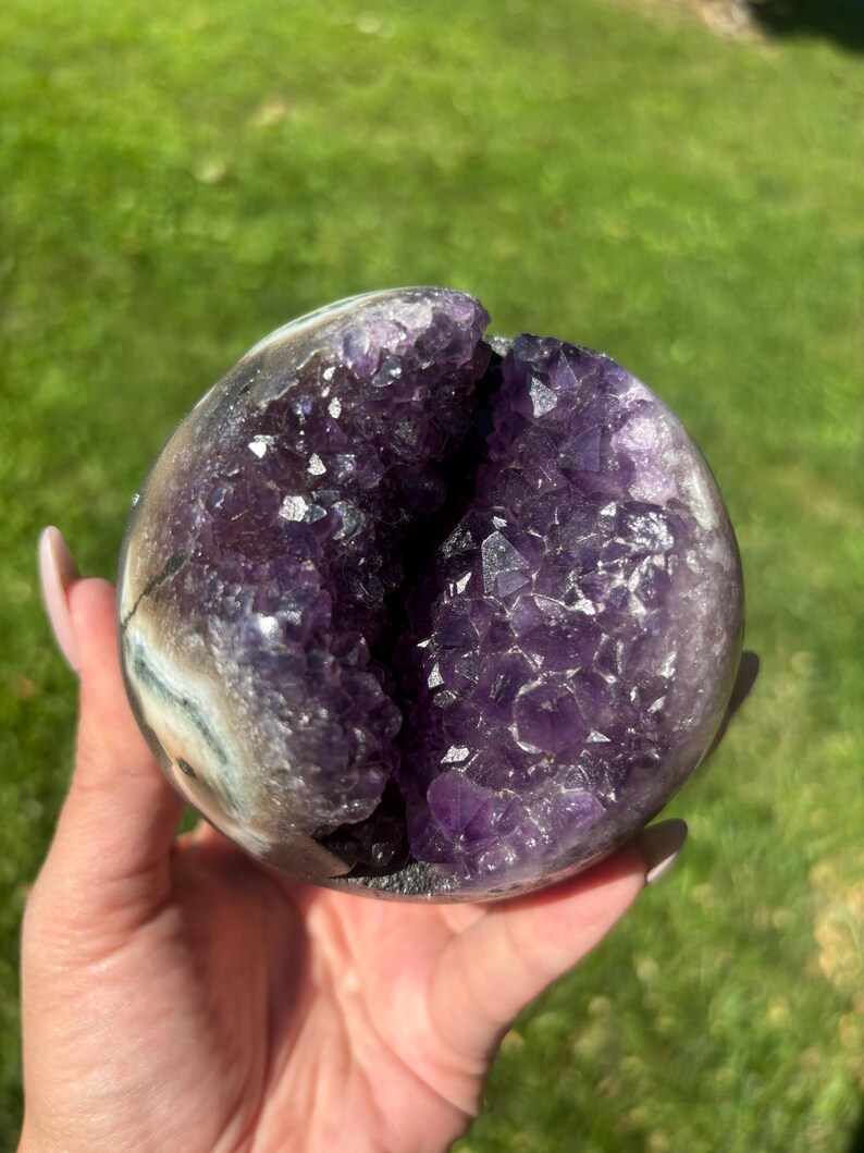 Amethyst Crystal Natural Raw Geode Sphere 100mm 1250g From Uruguay Free ...