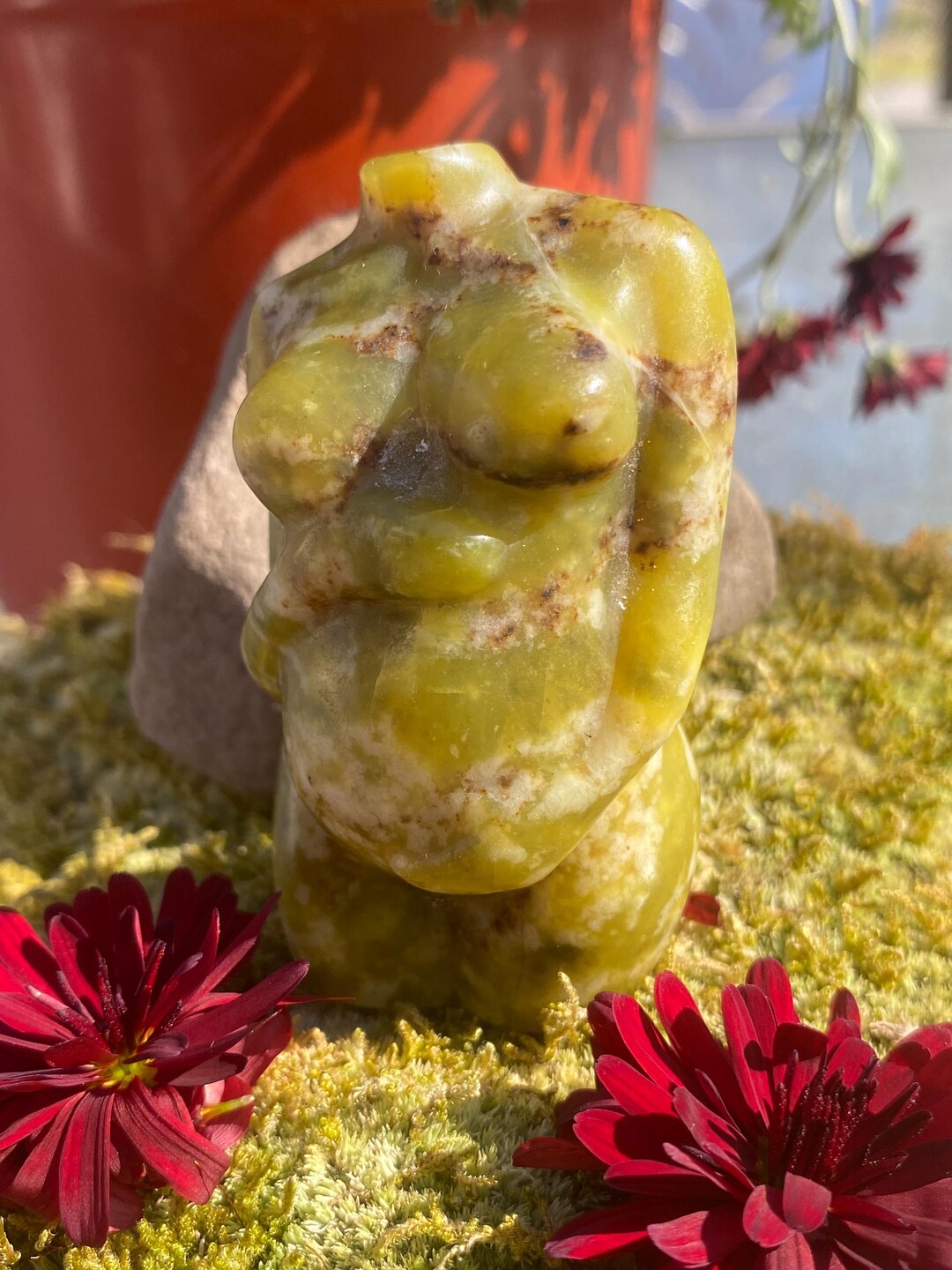 Beautiful Fertility Goddess Serpentine Jade Carving Figure 165g Perfect ...