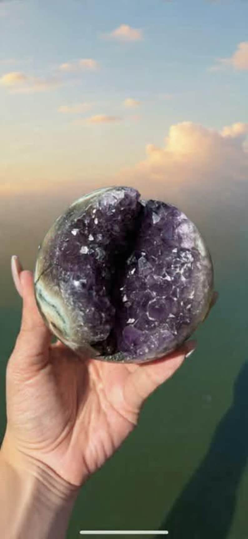 Amethyst Crystal Natural Raw Geode Sphere 100mm 1250g From Uruguay Free ...