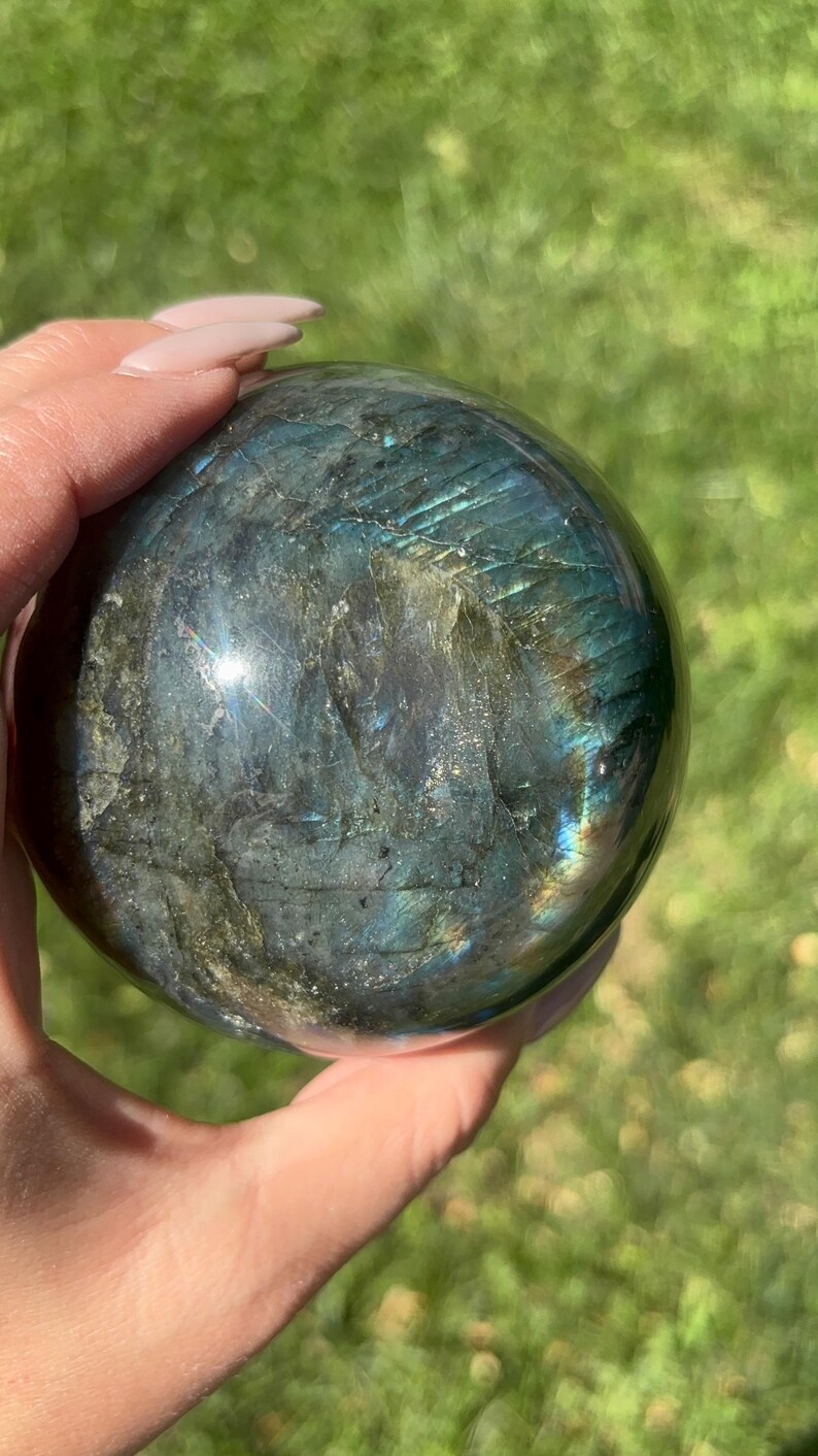 Labradorite Crystal Sphere 90mm High Blue Flash and Quality 1084g Free ...