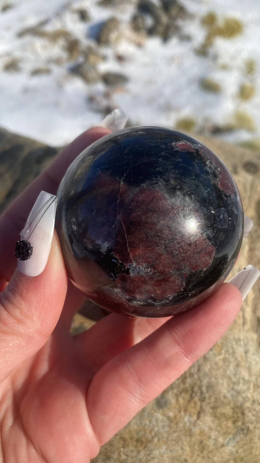 Gorgeous Garnet With Arfvedsonite Crystal Sphere 65mm 417g Beautiful ...