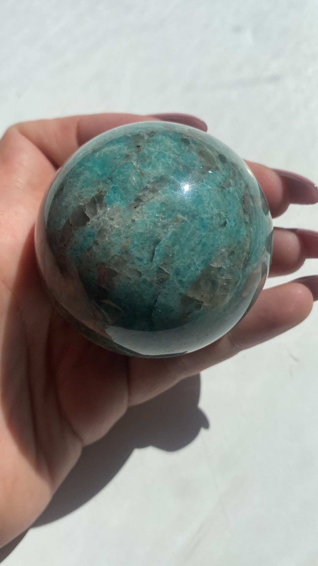 Natural Brazilian Amazonite Crystal Sphere 60mm 313g Gorgeous Lustrous ...