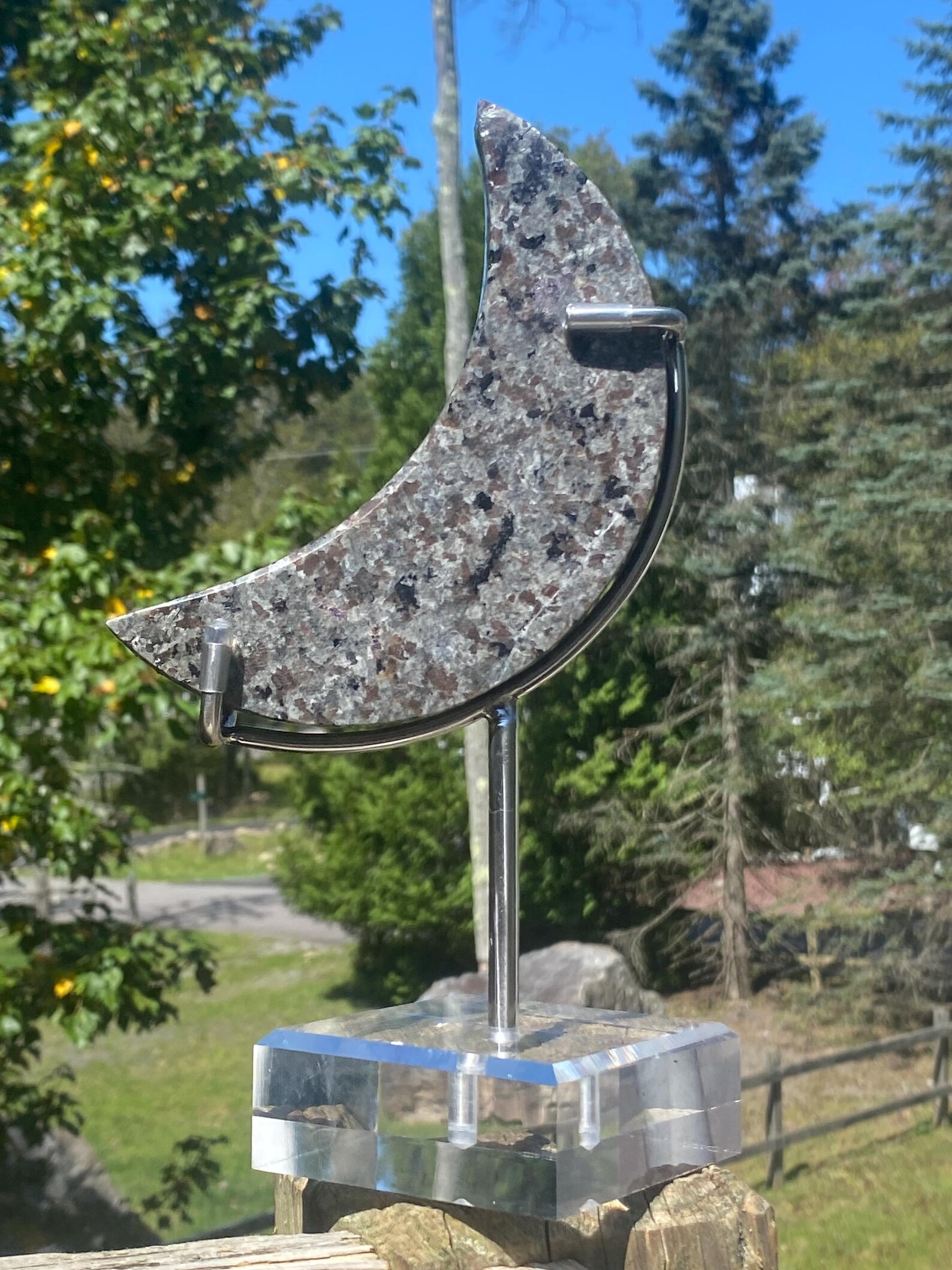 Large Stylish Yooperlite Crystal Moon Carving on Custom Stand 756g Uv ...