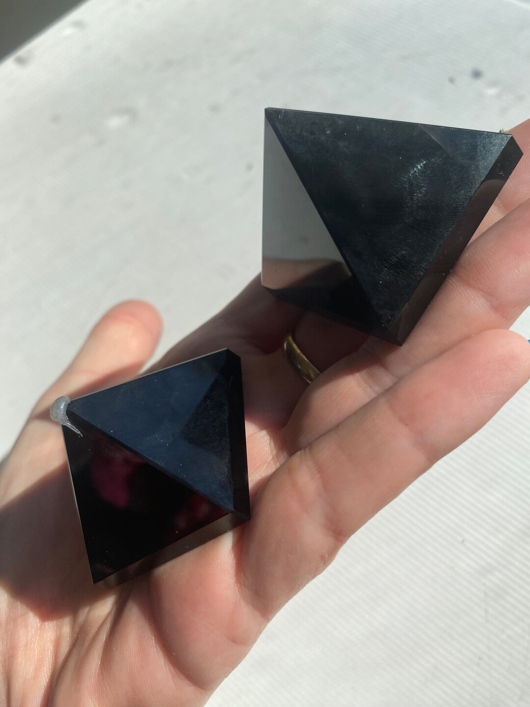 Beautiful Black Obsidian Crystal Pyramids Perfect for Sacred Spaces or ...
