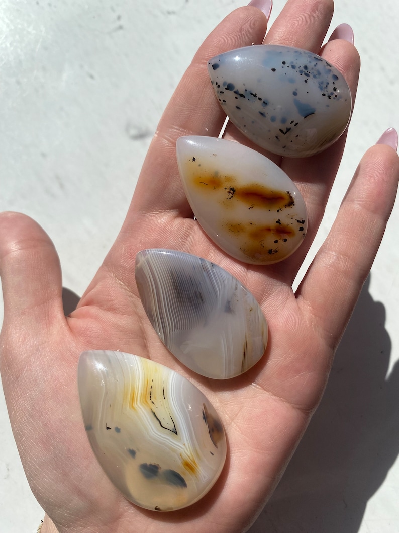 Dendritic Agate Crystal Cabochons Natural Stone Teardrop Pendants ...