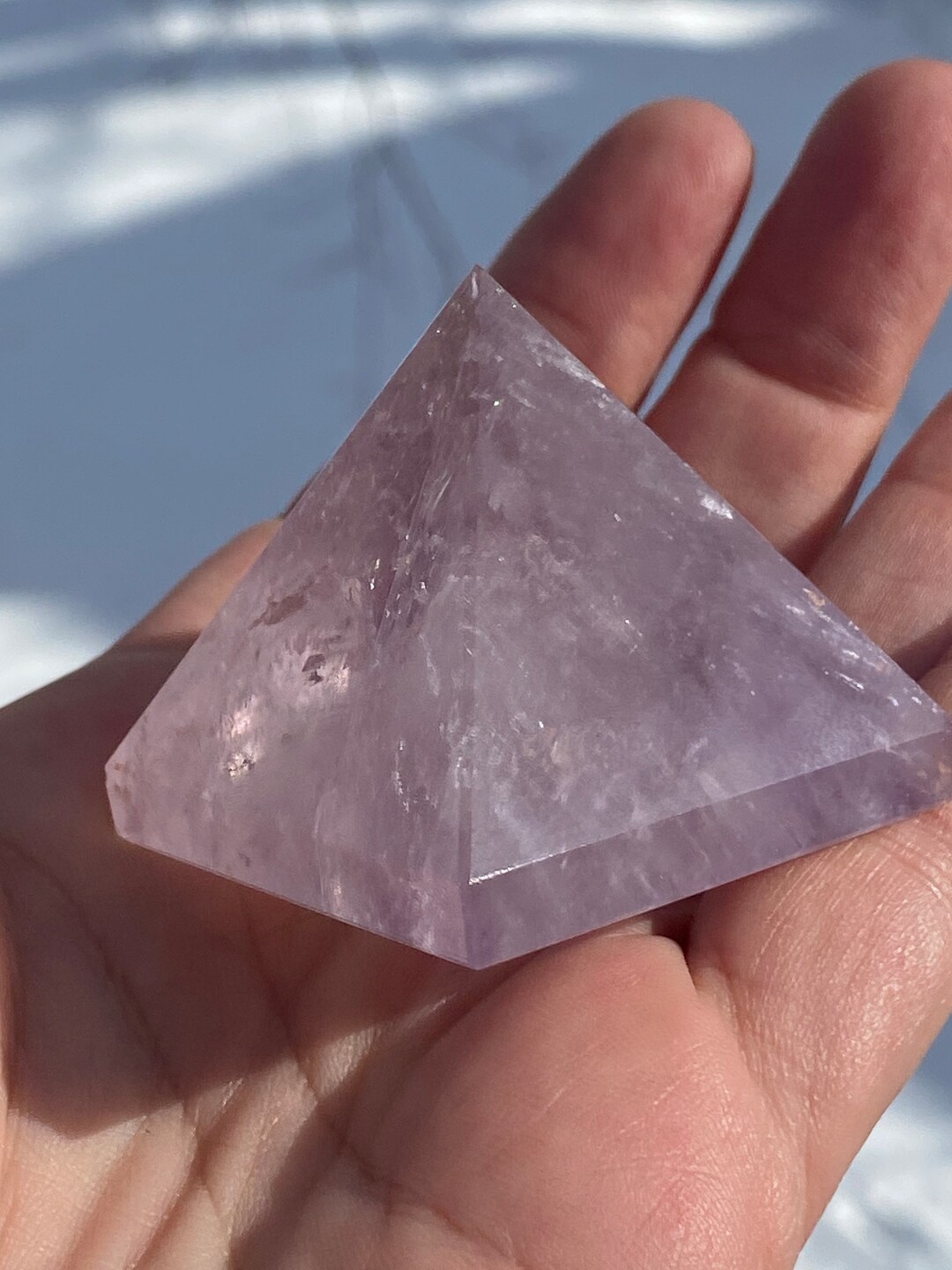 Amethyst Crystal Pyramid Carving 86g Natural Light Purple Color Energy ...