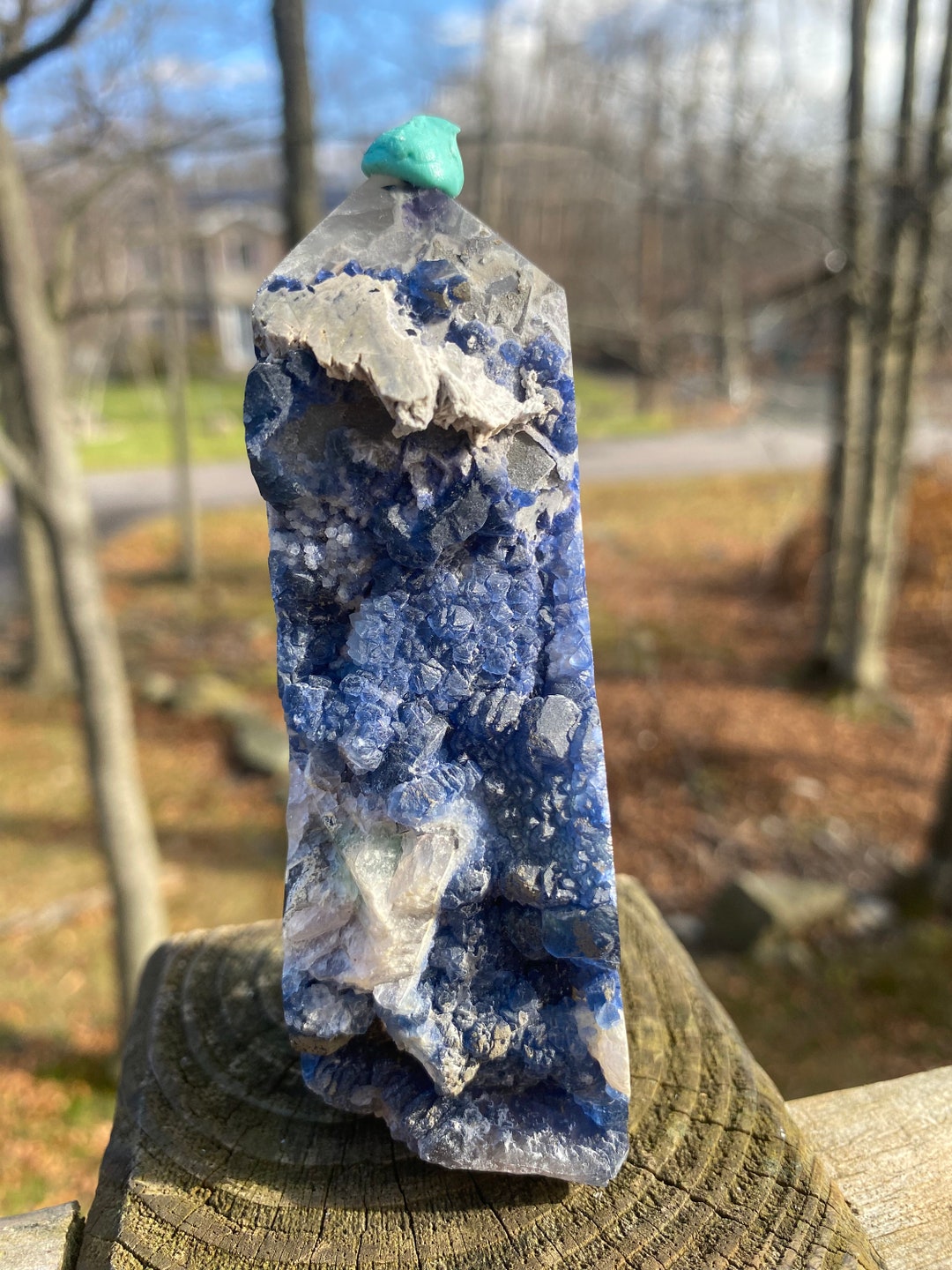 Juicy Blueberry Fluorite Tower 325g - Etsy