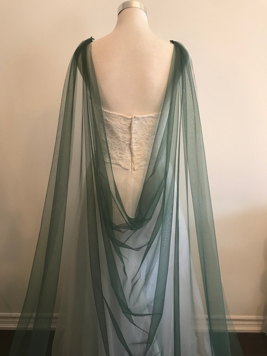 Green Draped Cape, Bridal Green Cape, Soft Tulle Green Shoulder Cape ...