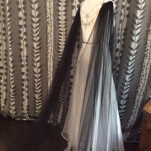 BLACK Cape Veil W/rhinestone Back Jewelry__108"width X 120"length - Etsy