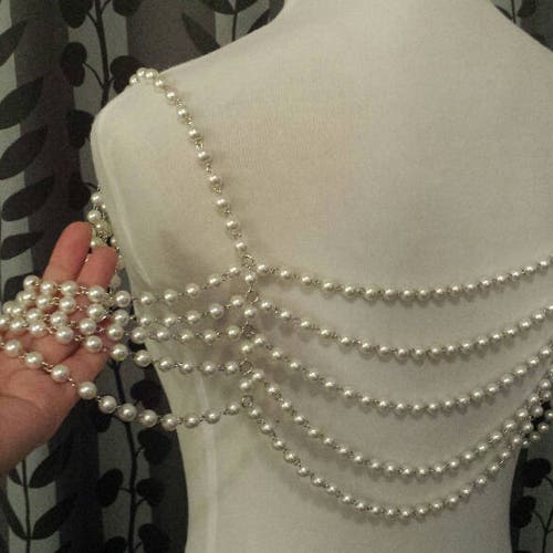 Pearls Shoulder Necklace Bridal Shoulder Jewelry Wedding - Etsy