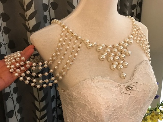 Pearls Shoulder Necklace Bridal Shoulder Jewelry Wedding - Etsy