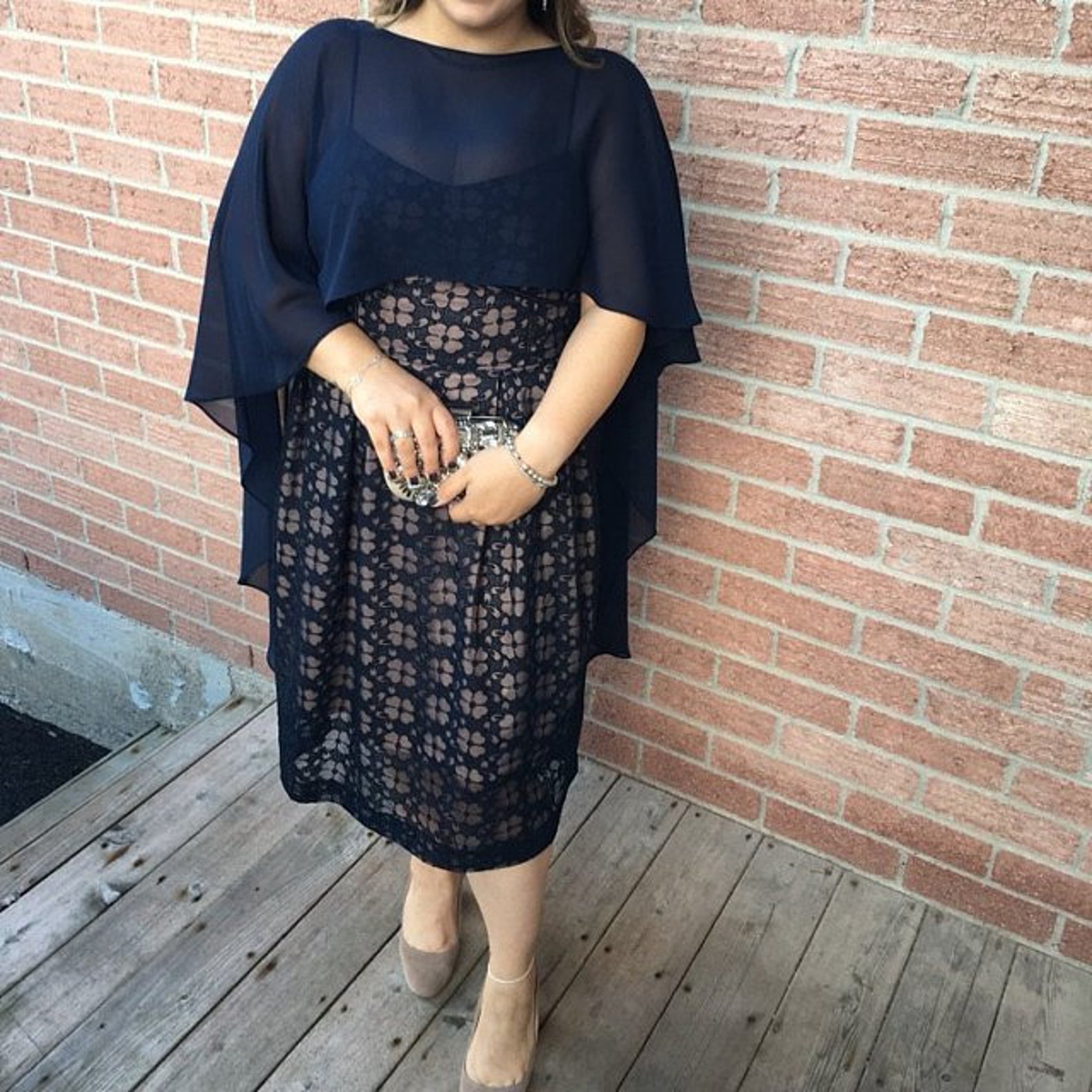 CHIFFON Capelet__ DARK NAVY Chiffon Overlay Sheer Cover-up - Etsy