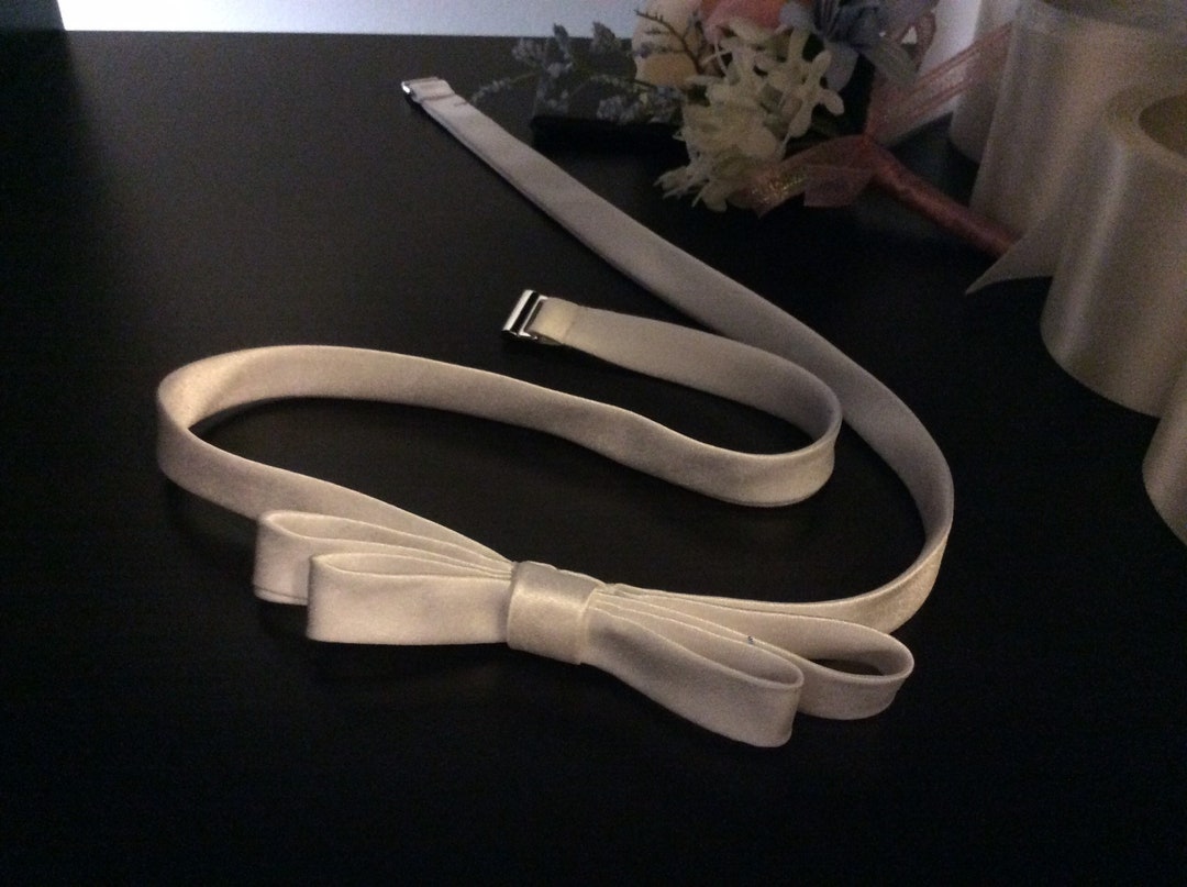 Bridal Satin Fitted Belt Skinny 1.2 Cm Width__ Satin Waistband__ WHITE ...