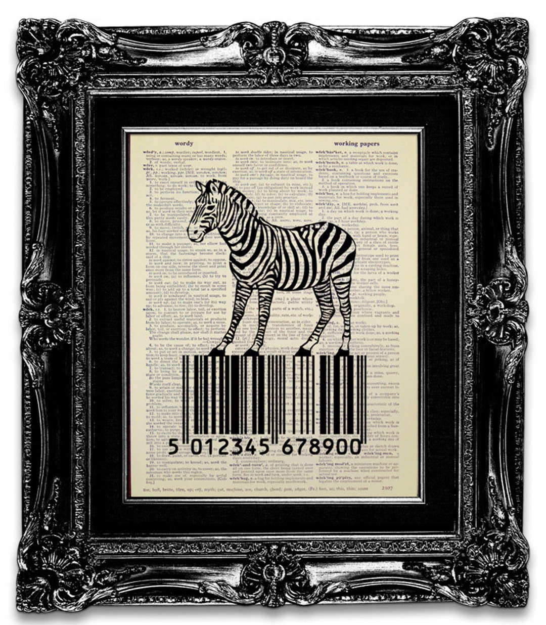 ZEBRA Art, Zebra Print, Book Art Print, BOOK Page Art, Funny Animal Art ...