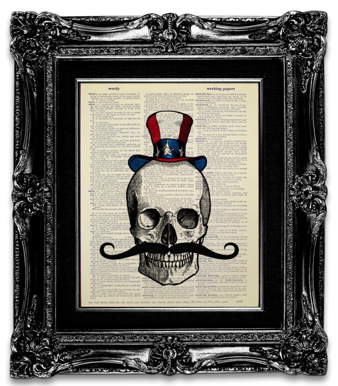 Gothic MUSTACHE Decor, Skull Decor, Funny PATRIOTIC Decor, Patriotic ...