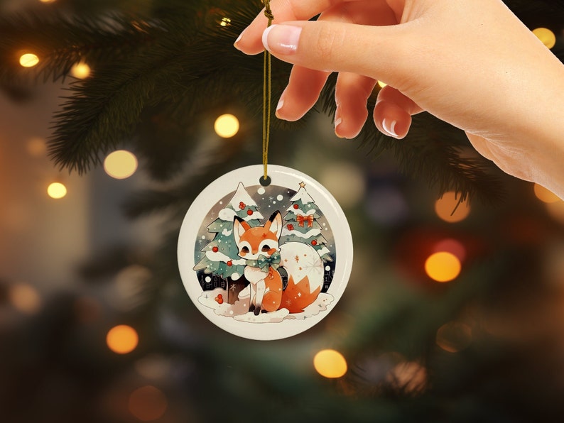 Kawaii Fox Cute Anime Ceramic Christmas Decoration Ornament - Etsy