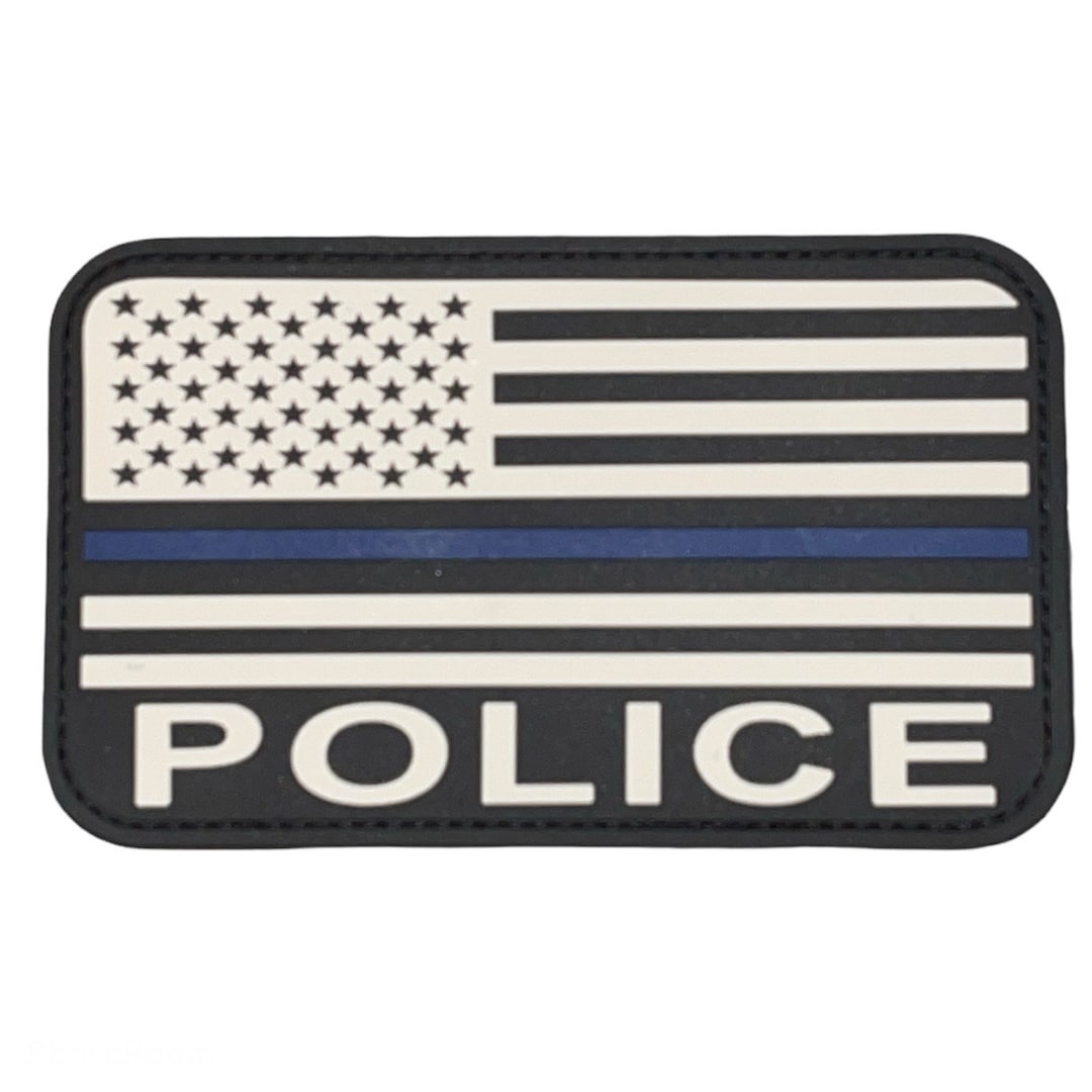 Thin Blue Line USA Flag POLICE Morale Patch Handmade Hook & Loop ...