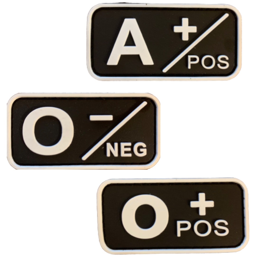 Blood Type O+ O- A+ Patch Hook & Loop Backing - Etsy