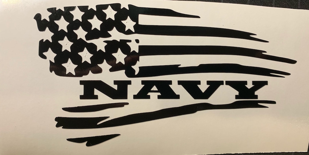 Navy American Flag Tattered Distressed Military Decal Sticker Car Truck ...