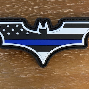 Batman Thin Blue Line USA Flag Morale Pvc Patch Handmade Hook - Etsy