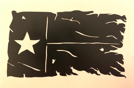 Texas Tattered Distressed Flag One Color Decal Sticker Car | Etsy