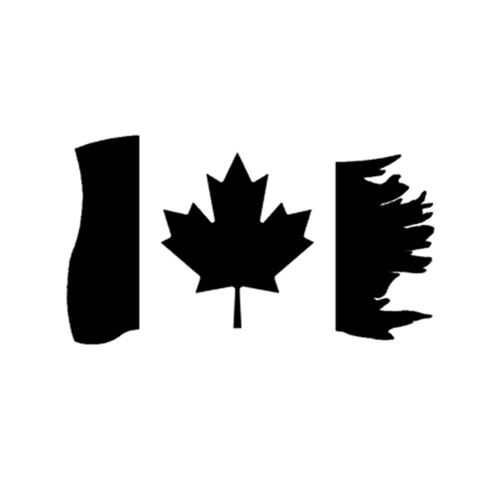 Canada Flag Tattered Distressed One Color Decal Sticker Car Truck Cup ...