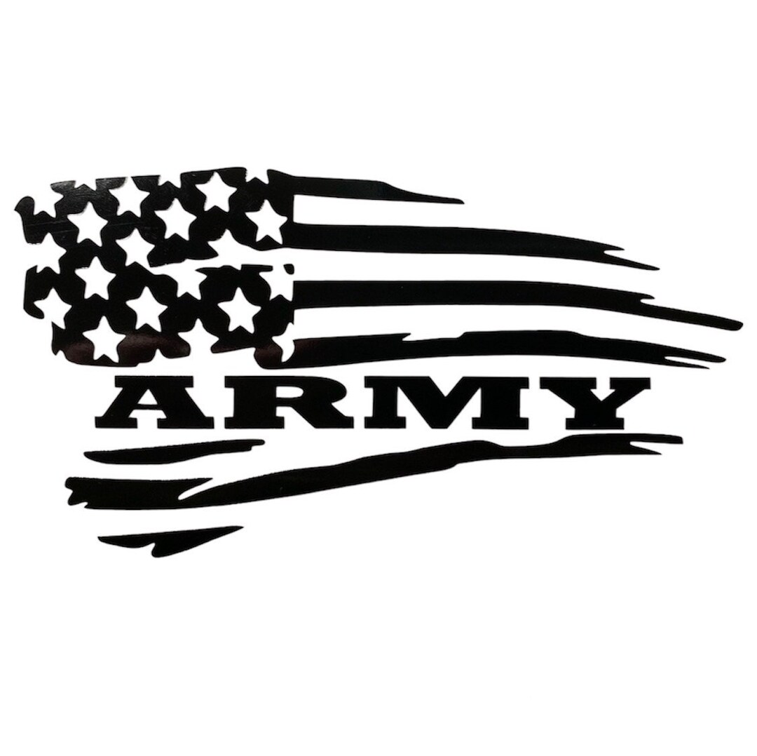 Army American Flag Tattered Distressed Military Decal Sticker Car Truck ...