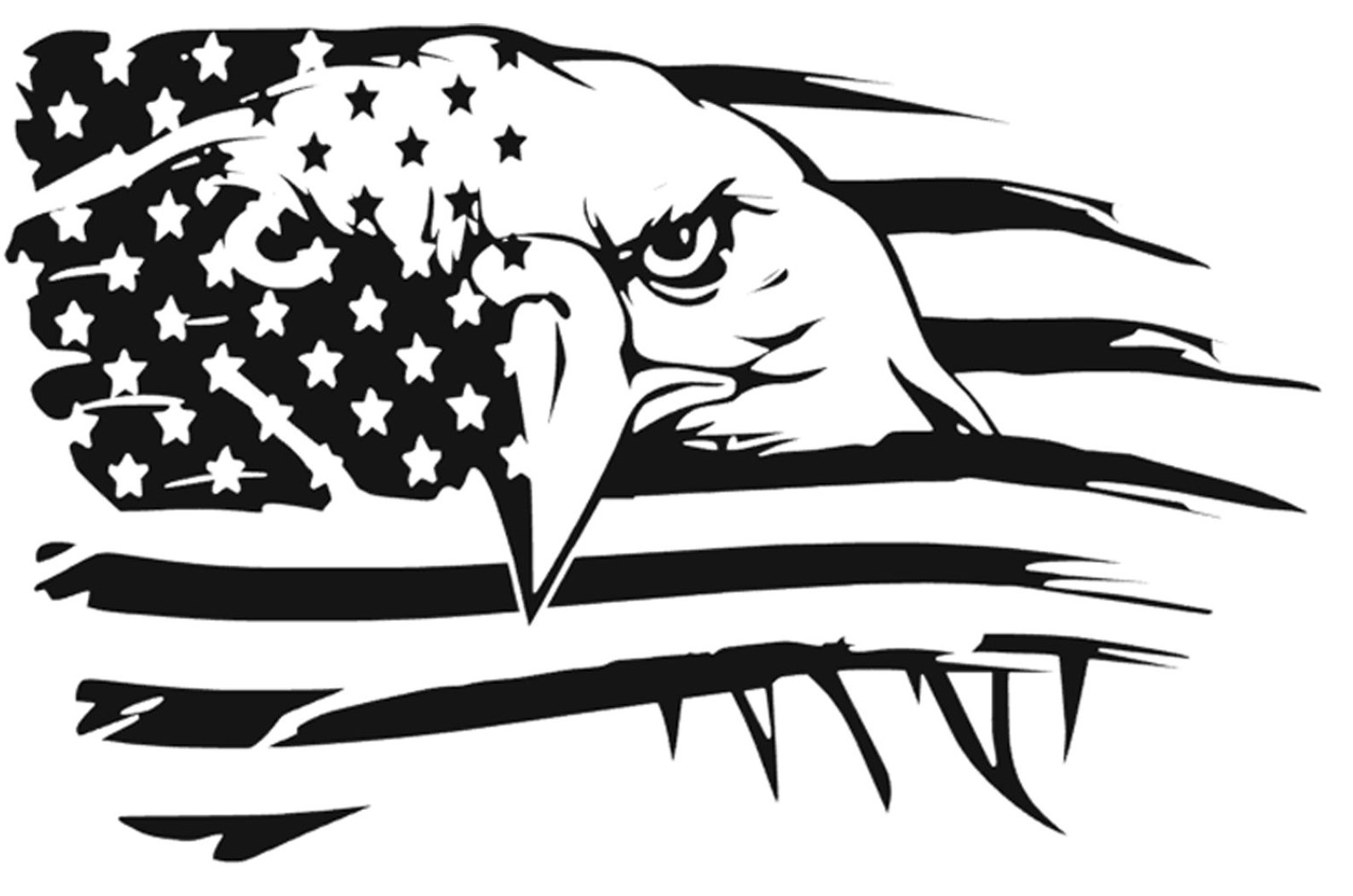 USA Eagle American Flag Tattered Distressed Decal Sticker Car Truck Cup ...