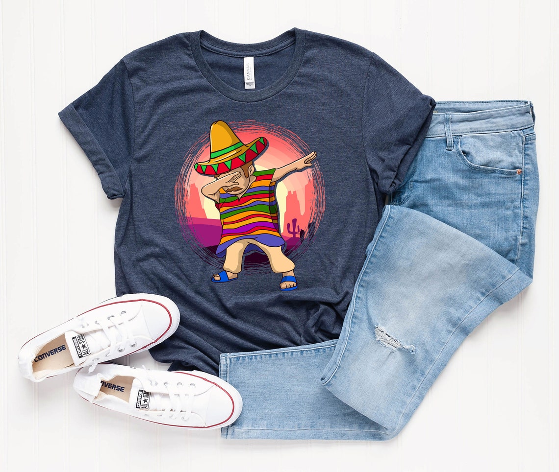 Mexican Poncho Shirt Dabbing Poncho T-shirt Cinco De Mayo - Etsy