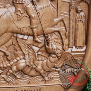 Saint George and the Dragon in Shield Christian Holy Icon 3D Art ...