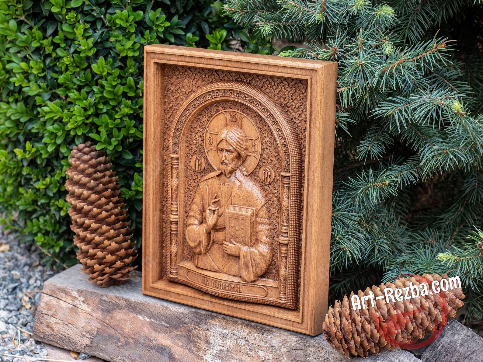 JESUS CHRIST Pantocrator Icon Wooden Carved Icons Custom Edit Orthodox ...